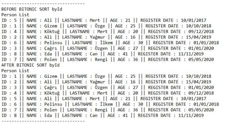 java bitonic sort ad soyad yaş türkçe alfabetik sıralama