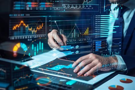 A Man Working On A Computer With A Graph On The Screen Premium Ai