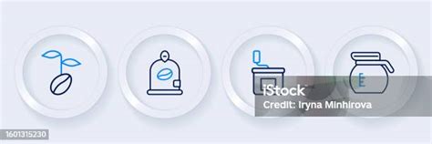 세트 라인 커피 포트 수동 커피 그라인더 가방 콩 및 아이콘 벡터 0명에 대한 스톡 벡터 아트 및 기타 이미지 0명 가방 갈색 Istock