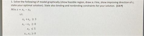 solved 1 solve the following lp model graphically show