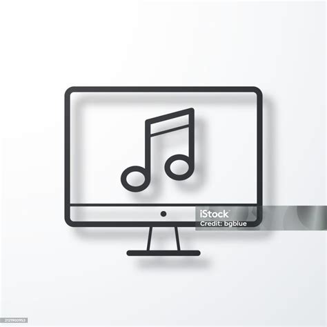 デスクトップコンピュータ上の音楽白い背景に影のある線アイコン 3dのベクターアート素材や画像を多数ご用意 3d Mp3プレイヤー