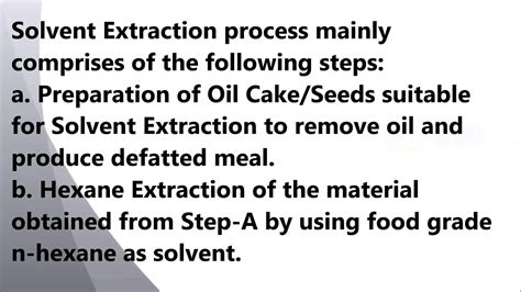 hexane solvent extraction plants process flow chart youtube