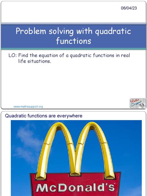 e3 2 2 4 problem solving with quadratic functions pdf length area