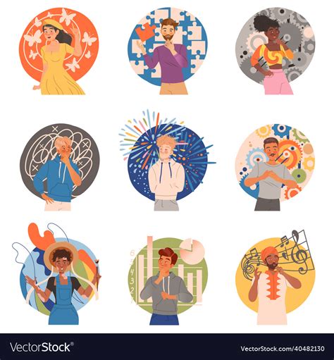 People With Different Types Of Thinking Royalty Free Vector