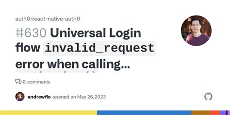 Universal Login Flow `invalidrequest` Error When Calling `authorize