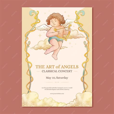 Premium Vector Hand Drawn Vintage Angels Vertical Poster Template
