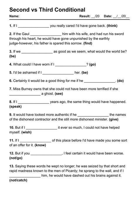 101 printable second vs third conditional pdf worksheets grammarism