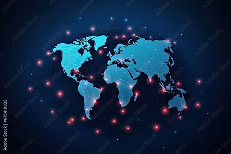 Global Network Connection Concept Polygonal World Map Vector