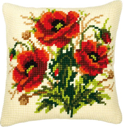 Vervaco Cross Stitch Cushion Kit Poppies Craftmar