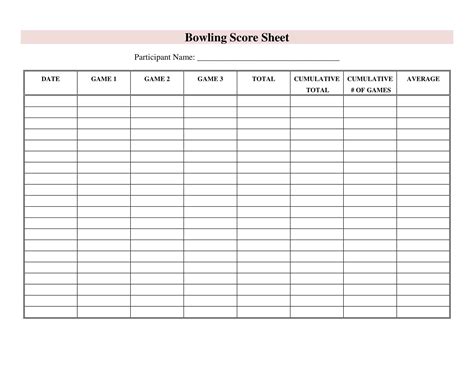 Free Printable Bowling Score Sheet Templates At Bowling 51 Off