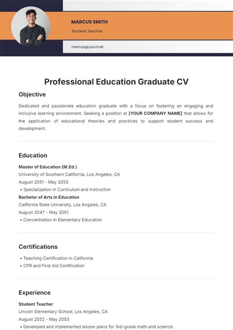 Free International Cv Format Template To Edit Online