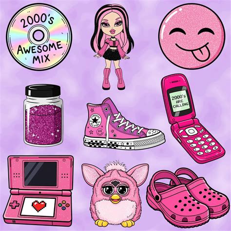 Girly 2000s Pink Aesthetic Bundle 2000s Clipart Retro Sublimation
