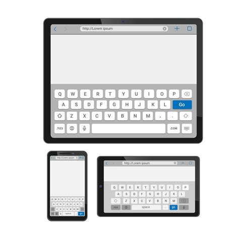 Smartphone And Tablet Touch Keyboard Keypad Typing Browser Interface