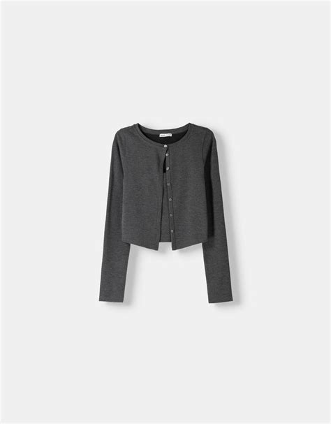 Triko Me Kopsa Dhe Kanotierë Femra Bershka