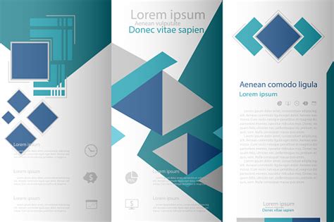 แผ่นพับปกนําเสนอพื้นหลังเรขาคณิตนามธรรมเค้าโครงในขนาด A4 พับสีฟ้าชุดเทคโนโลยีรายงานประจํ