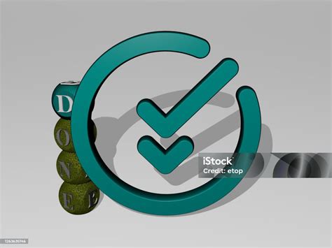 垂直完成的 3d 圖形圖像 以及由頂部角度的金屬立方字母圍繞圖示構建的文本非常適合概念演示和幻燈片插圖 照片檔及更多 做好 照片 Istock