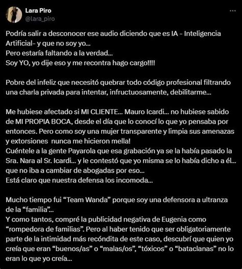 Duro Descargo De Lara Piro La Exabogada De Mauro Icardi Tras La Filtración Del Audio No Me