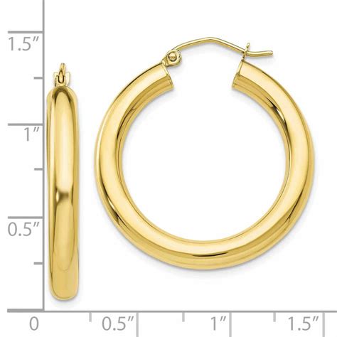 10k Yellow Gold Polished Tube Hoop Earrings Jewelry Shopping