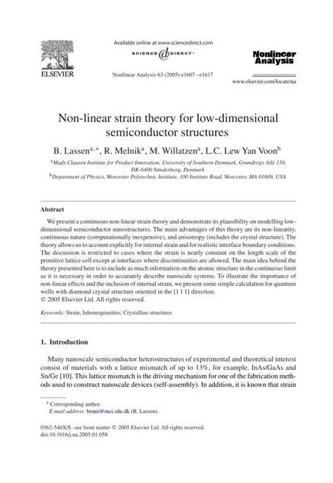 Pdf Non Linear Strain Theory For Low Dimensional Semiconductor Structures Dokumen Tips