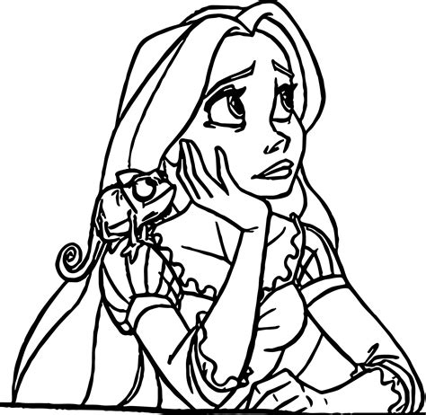 Awesome Rapunzel And Flynn Think Coloring Page Rapunzel Coloring Pages