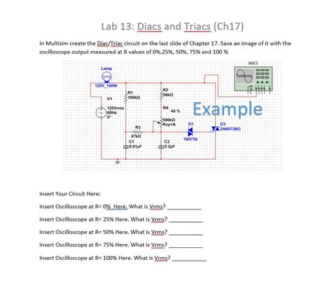 Solved Lab Diacs And Triacs Ch In Multisim Create Chegg