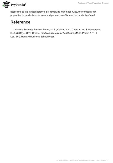 Features Of Value Proposition Creation 403 Words Essay Example
