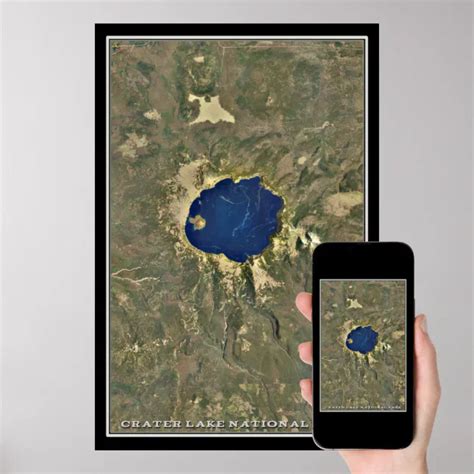 Crater Lake National Park Oregon Satellite Map Poster Zazzle