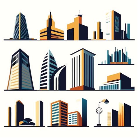 Arte Vectorial De Siluetas De Edificios Para Creativos Vector Premium