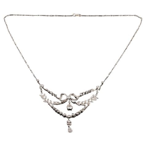 Drop Necklace Platinum And Diamonds For Sale At 1stdibs