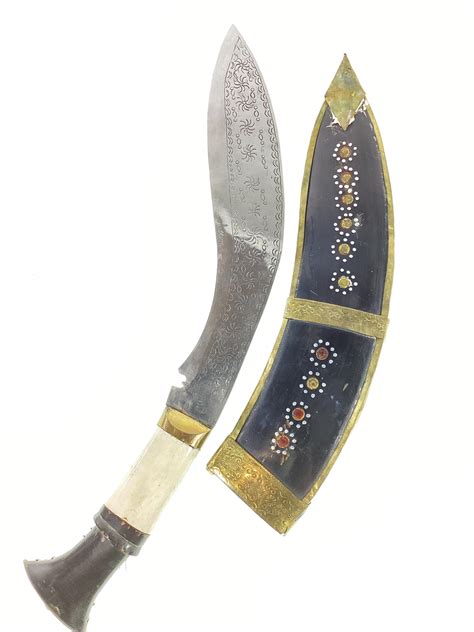 Lot Kakri Engraved Blade And Bone Handle Machete