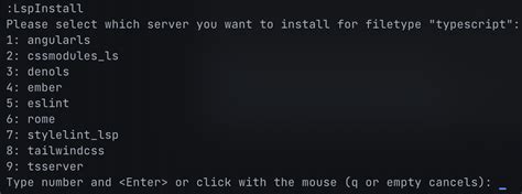 Show Popup For Install Options Williambomannvim Lsp Installer Rneovim