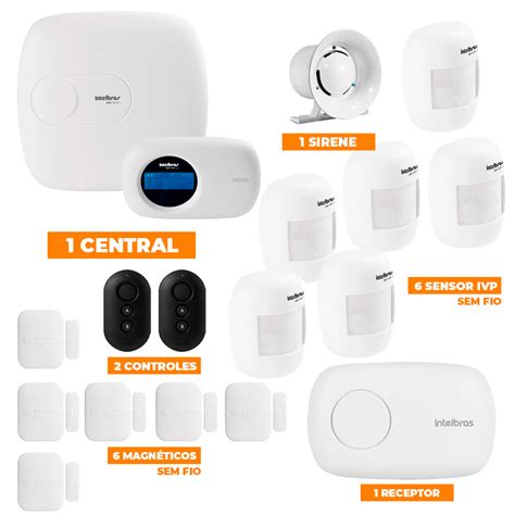 Kit De Alarme Intelbras 1 Central AMT 2018E C 12 Sensores