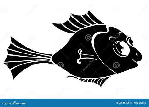 Pesce Stilizzato Monocromio Illustrazione Vettoriale Illustrazione Di