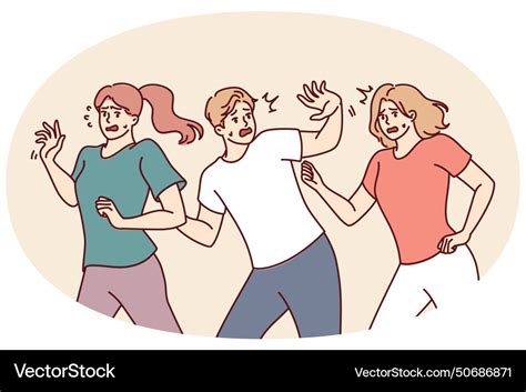 People Flee In Panic After Hearing Alarm Signal Vector Image