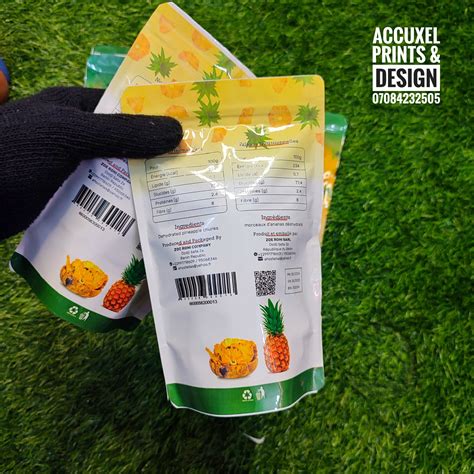 Get Dried Pineapple Pouch Packaging Design Printing Low Minimum Order