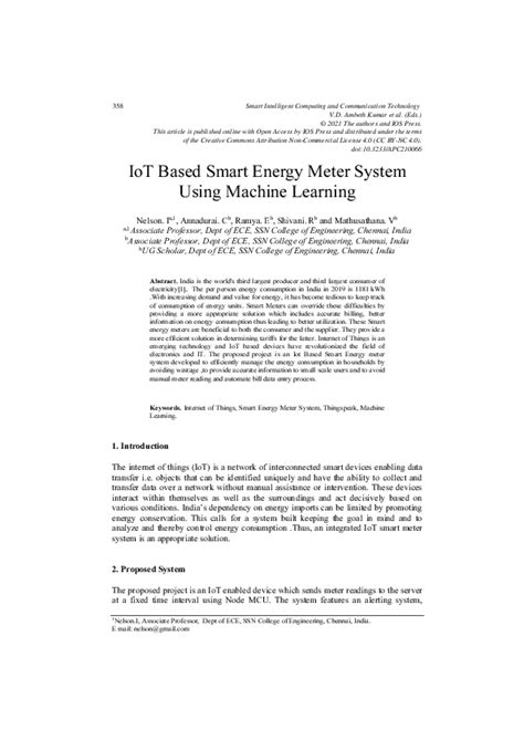 pdf iot based smart energy meter system using machine learning