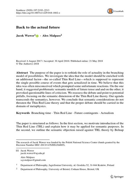 Jacek Wawer Alex Malpass Back To The Actual Future Pdf
