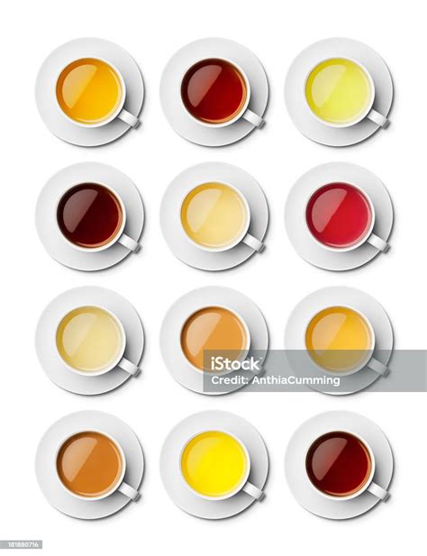 다른 차 화이트 어댑터 Saucers 오버헤드 0명에 대한 스톡 사진 및 기타 이미지 0명 녹차 다양 Istock