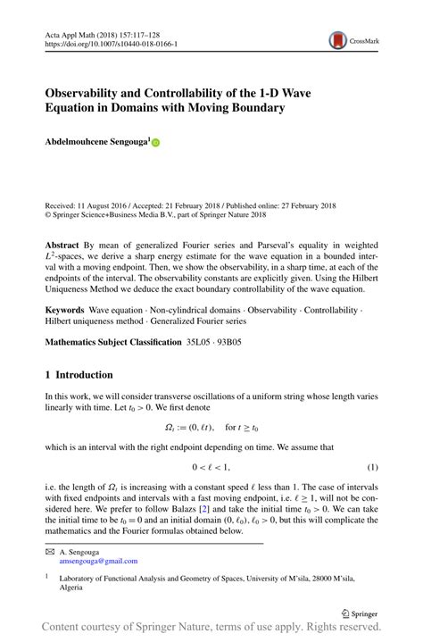 Observability And Controllability Of The 1 D Wave Equation In Domains