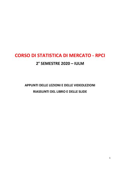Completo Statistica Di Mercato Iulm Rpci Docsity