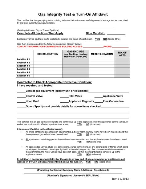 Gas Integrity Test Form ≡ Fill Out Printable Pdf Forms Online