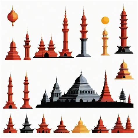 Una Colección De Edificios Con Diferentes Diseños Y Formas Vector Premium Generado Con Ia