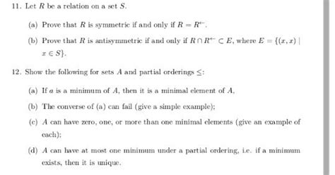 Let R Be A Relation On A Set S A Prove That R Chegg Com