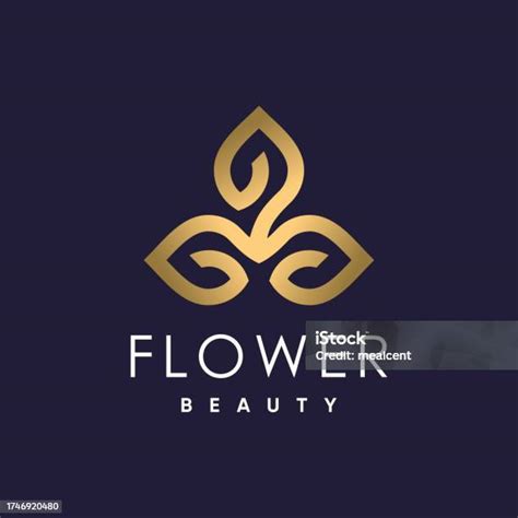 Vektor Ikon Elemen Desain Bunga Emas Dengan Konsep Unik Yang Kreatif