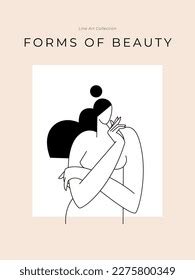 Modern Minimalist Poster Nude Woman Silhouette Stock Vector Royalty