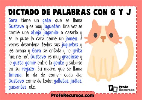 dictados cortos con g y con j para niños de primaria