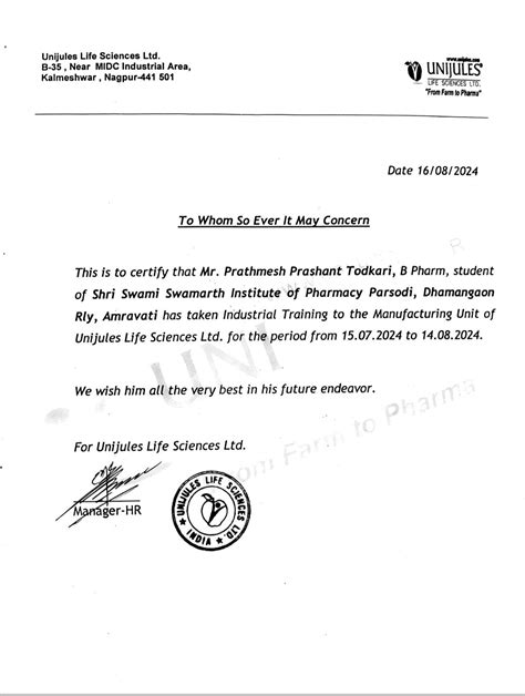 Internship Careergrowth Professionaldevelopment Grateful Unijuleslifesciences Prathmesh