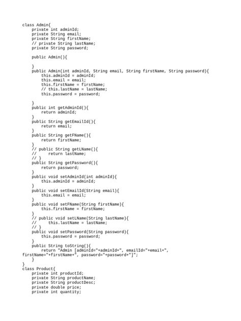 Admin And Product Classes Pdf