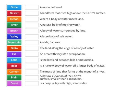 4th Grade Landforms Une Las Parejas