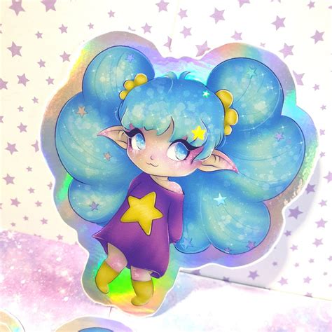 Holographic Chibi Elf Girl Sticker Etsy